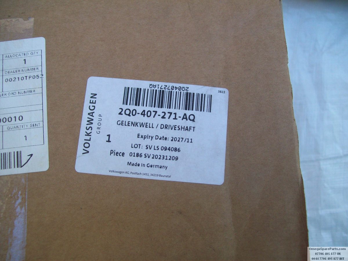 2Q0407271AQ Audi e-tron GT F8 Driveshaft Tripodic Genuine Front Left ...